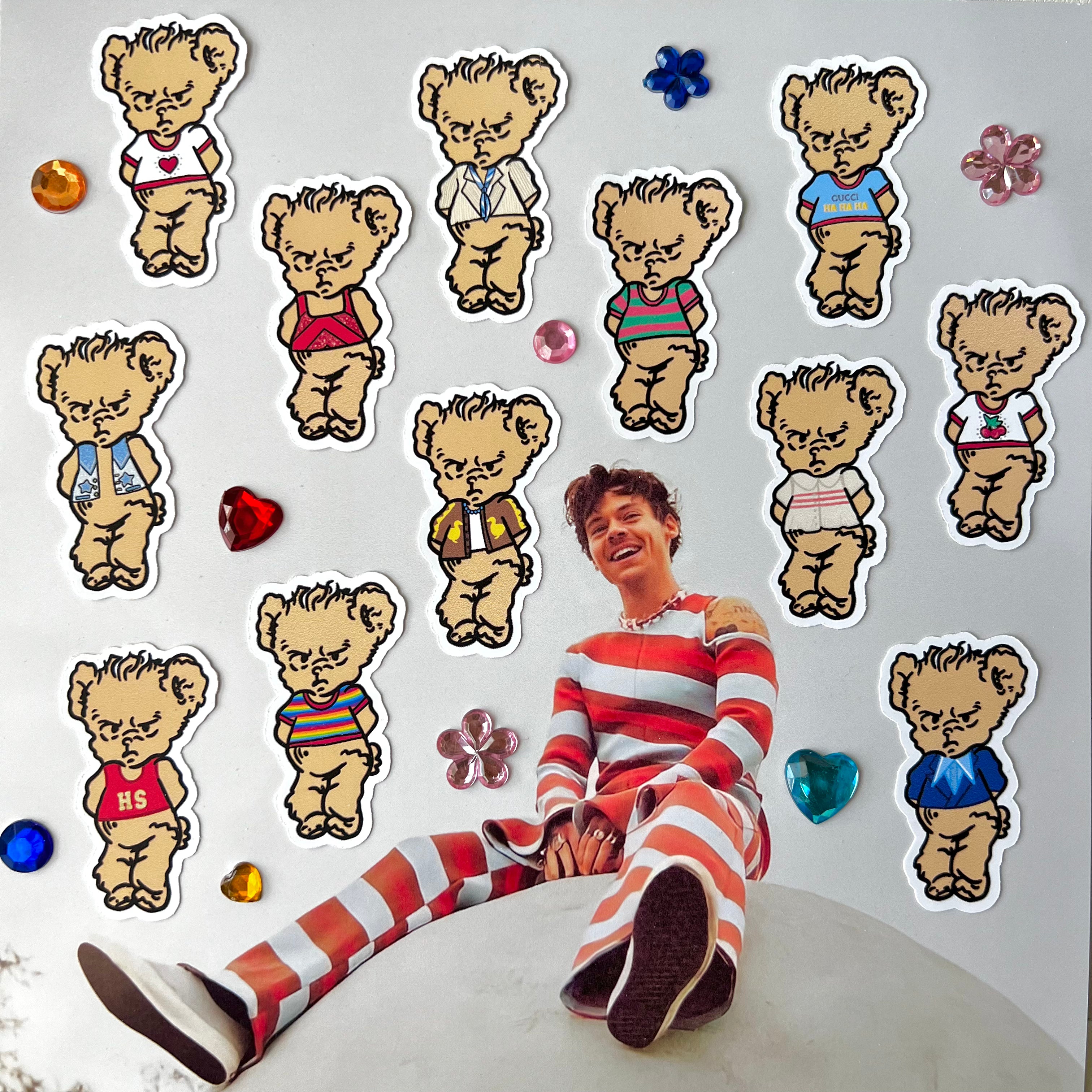 harry styles bear stickers – Yahaira Designs
